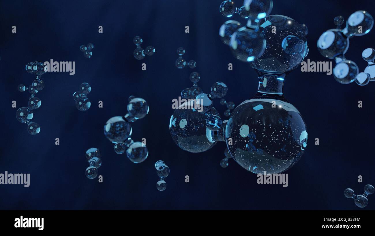 Liquid bubble, Water Molecule inside Liquid Bubble on water background ...