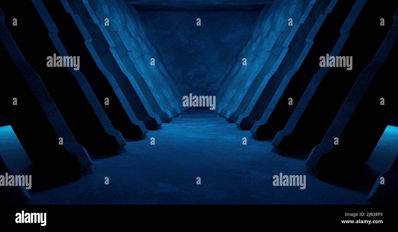 Modern Simulation Basement Underground Hall Spotlight Dark Blue ...