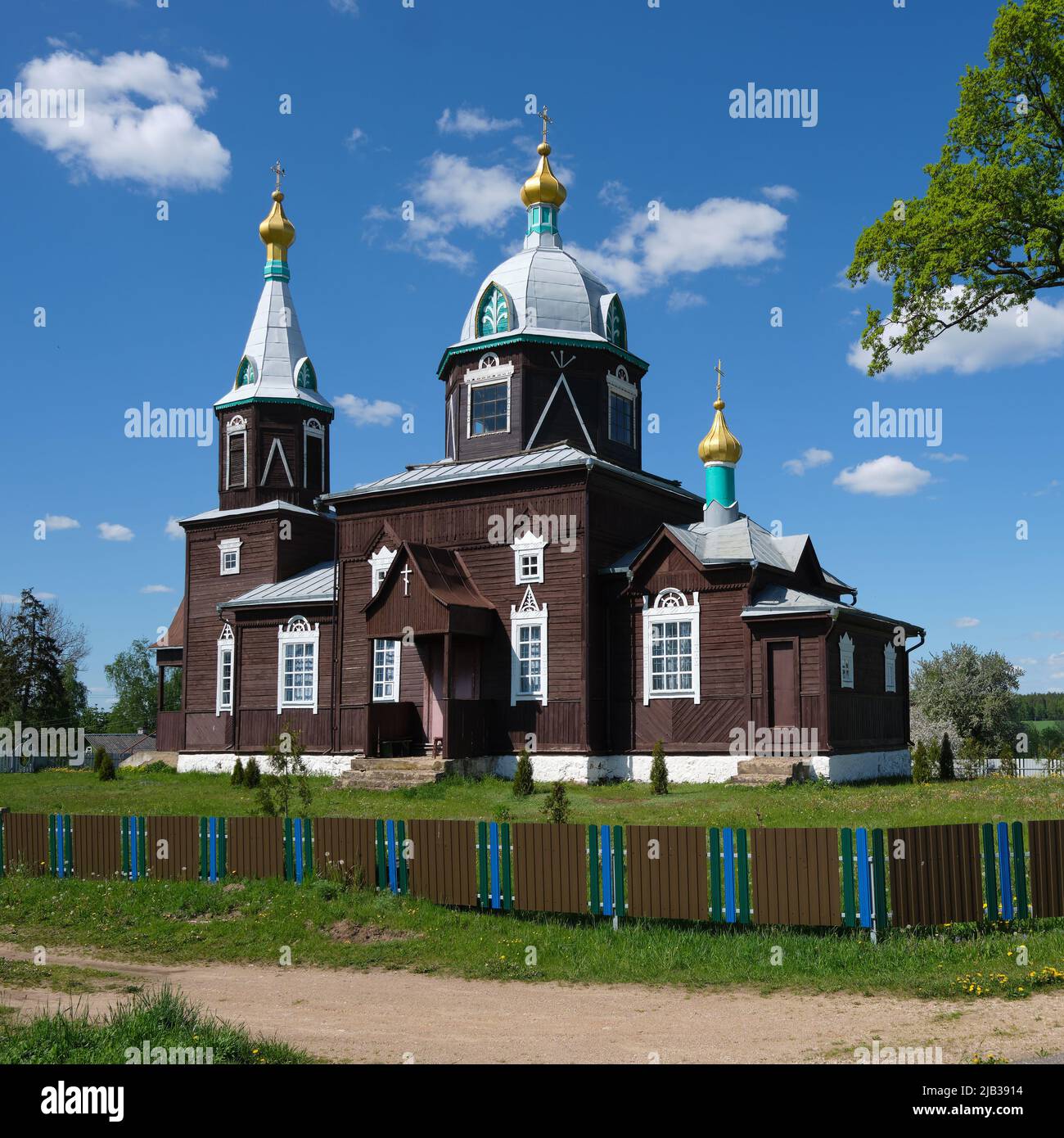 Old ancient wooden Church of Saint George the Victorious in springtime ...