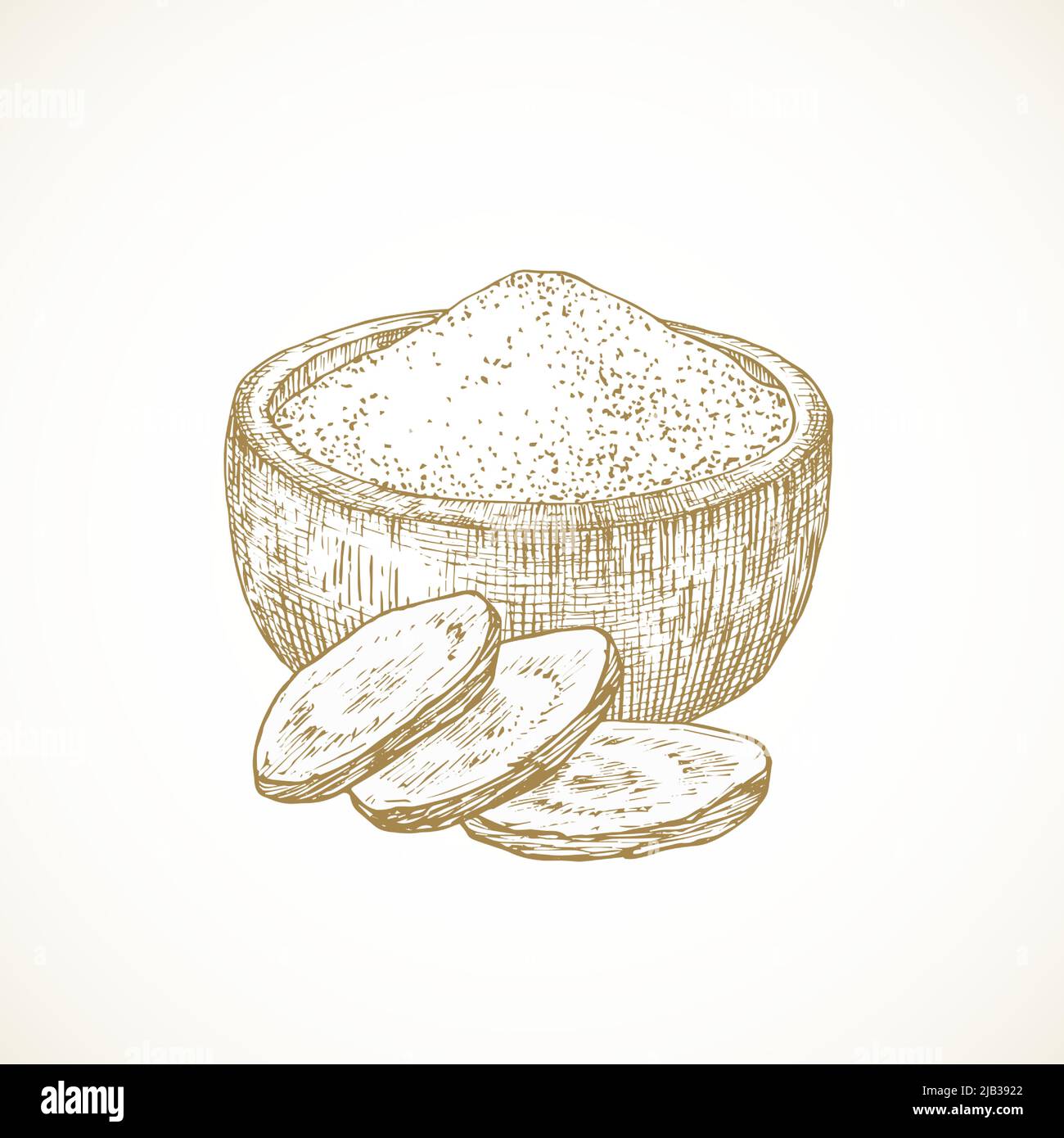 Turmeric powder and sliced root. Hand Drawn Healthy Food Spice Sketch ...