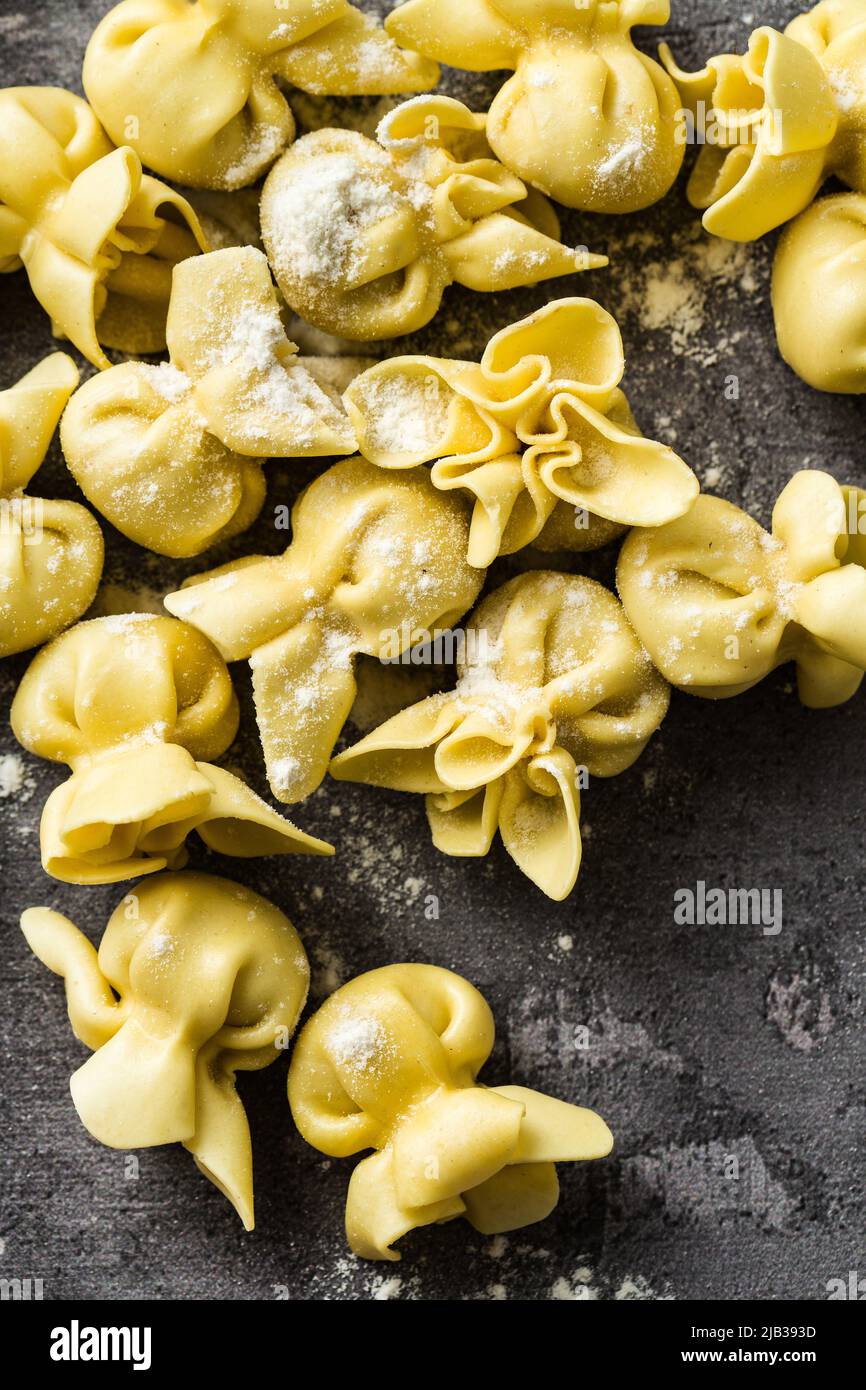 italian homemade raw tortellini ready to cook Stock Photo - Alamy