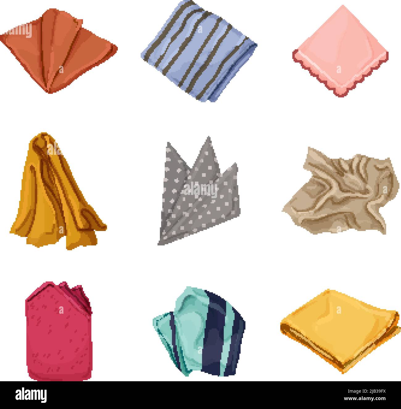 handkerchief towel cartoon icons set vector Stock Vector Image & Art ...