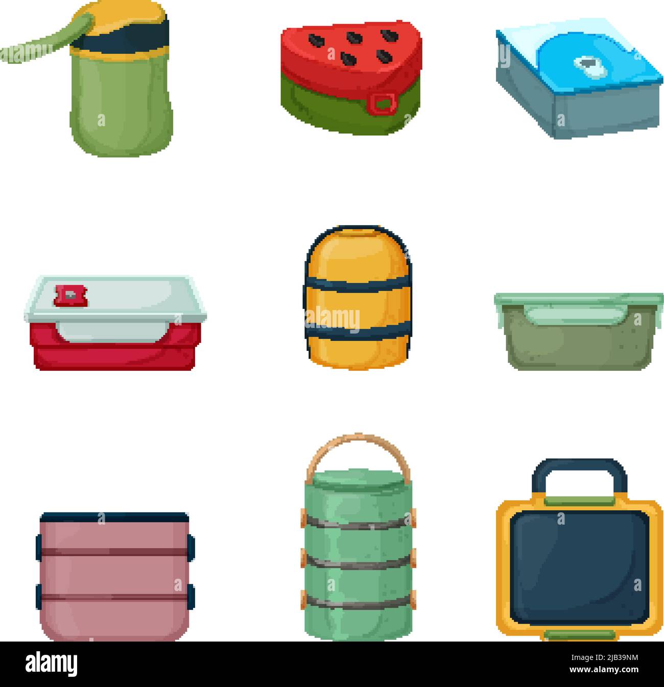 Lunch sandwich box icons Stock Vector Images - Alamy