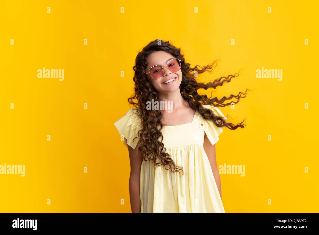 Little kid girl 12,13, 14 years old on isolated background. Children ...