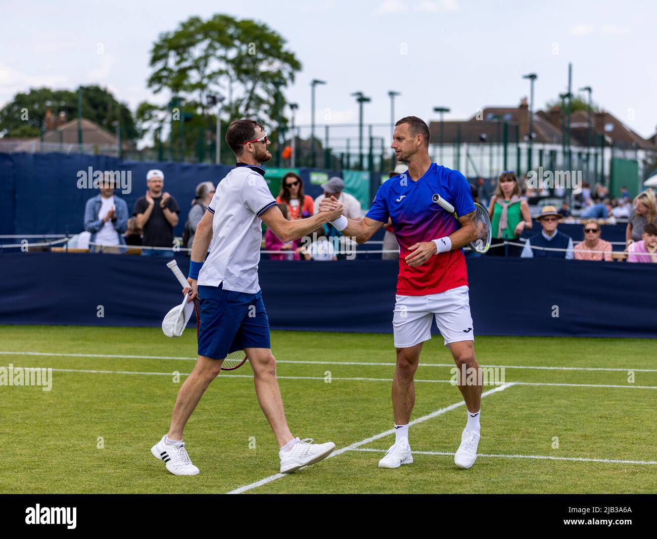Filip Polasek and Jamie Murray during their doubles match on day five ...