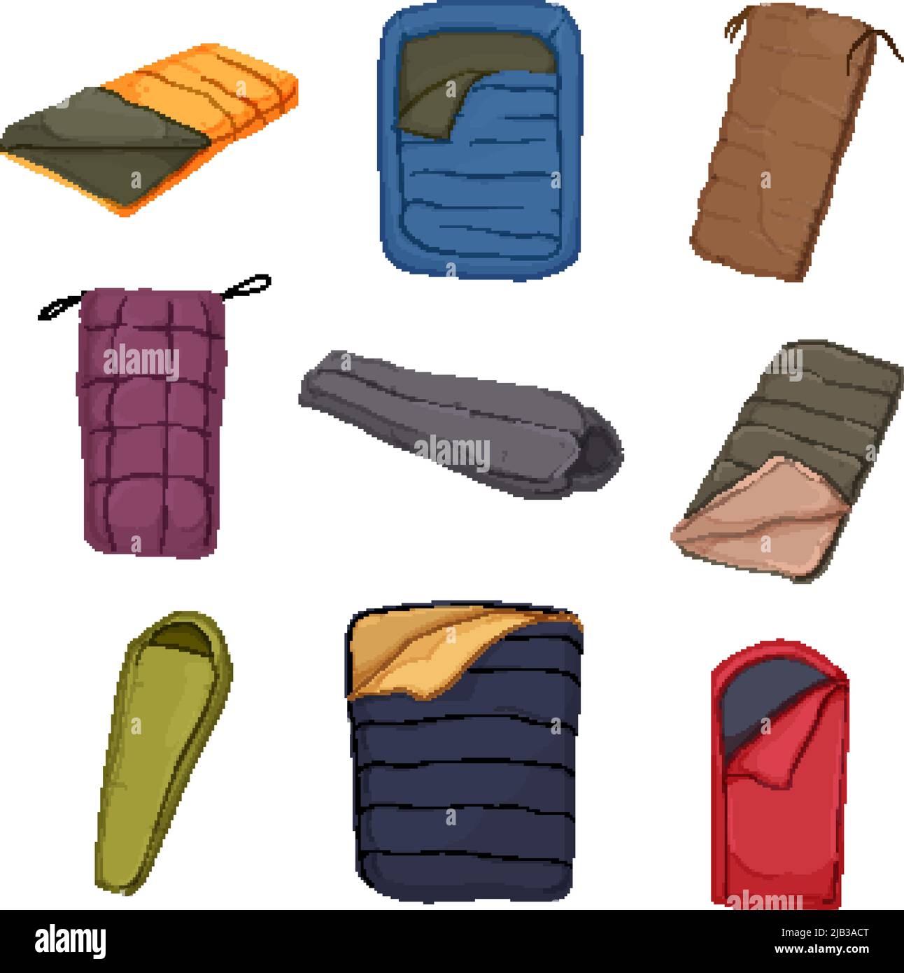 bag sleeping cartoon icons set vector Stock Vector Image & Art - Alamy