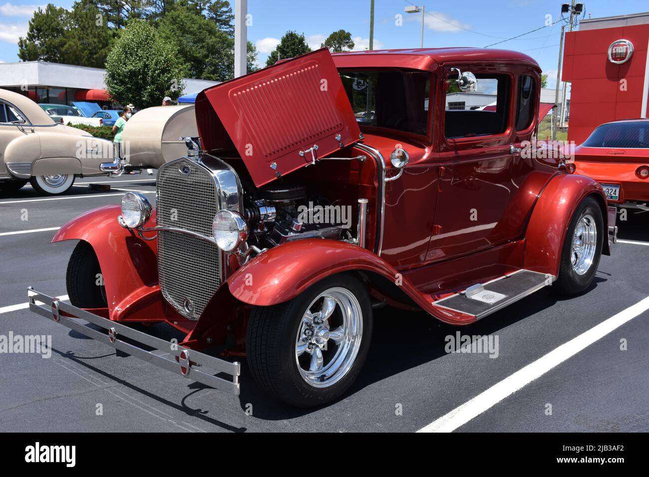 A Custom 1930s Ford Hot Rod Coupe on display at a car show Stock Photo ...