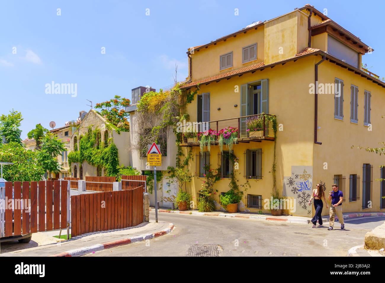 Tel-Aviv, Israel - May 26, 2022: Scene of the historic Neve Tzedek ...