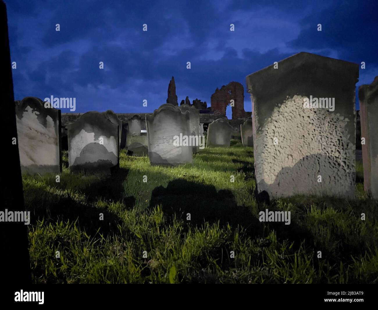Whitby Graveyard at Night Stock Photo - Alamy