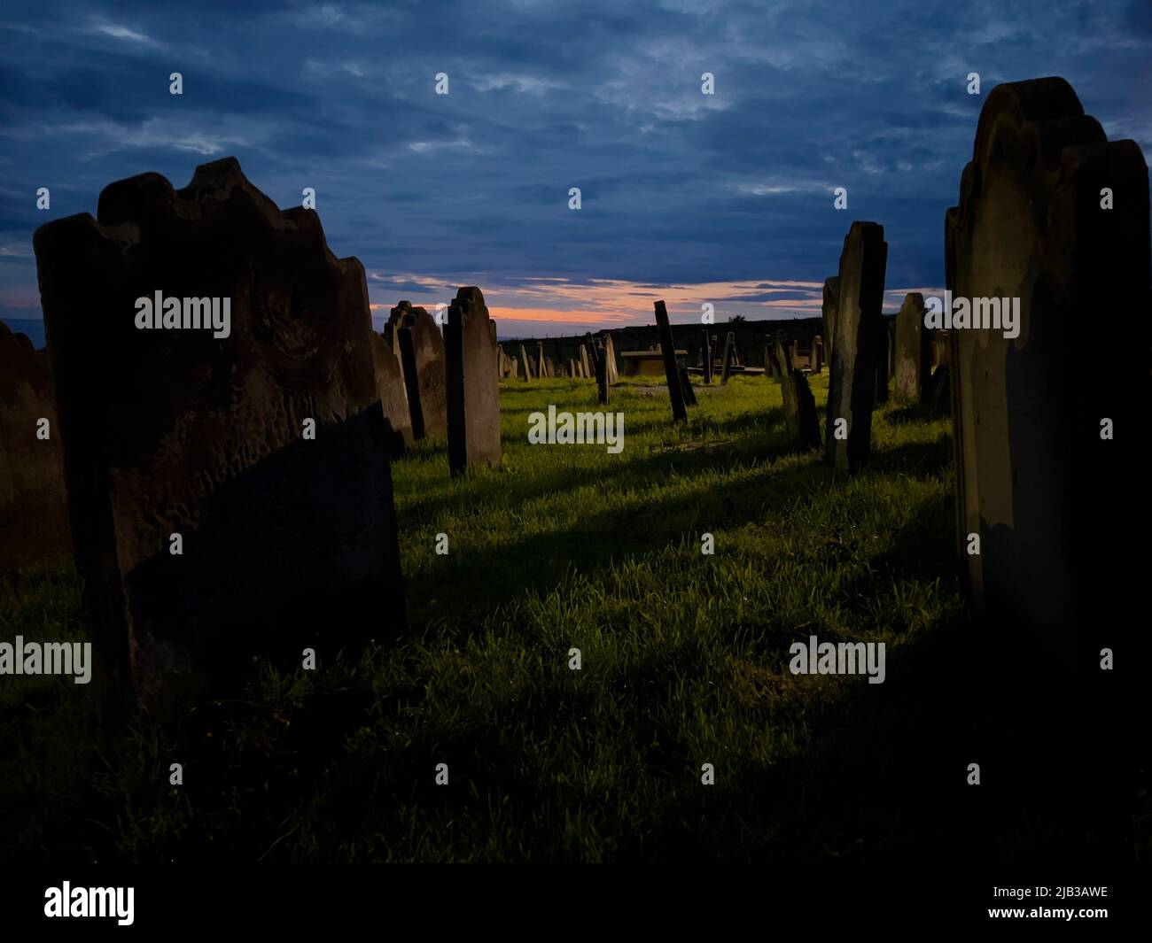 Whitby Graveyard at Night Stock Photo - Alamy