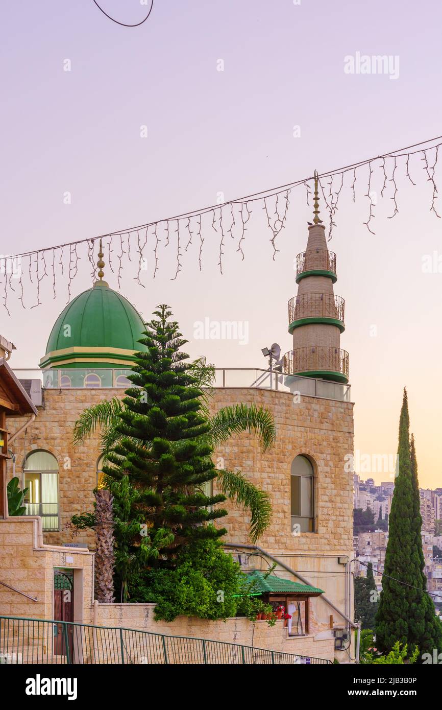 Haifa, Israel - May 28, 2022: Sunset view of the Abdullah Mosque, in al ...