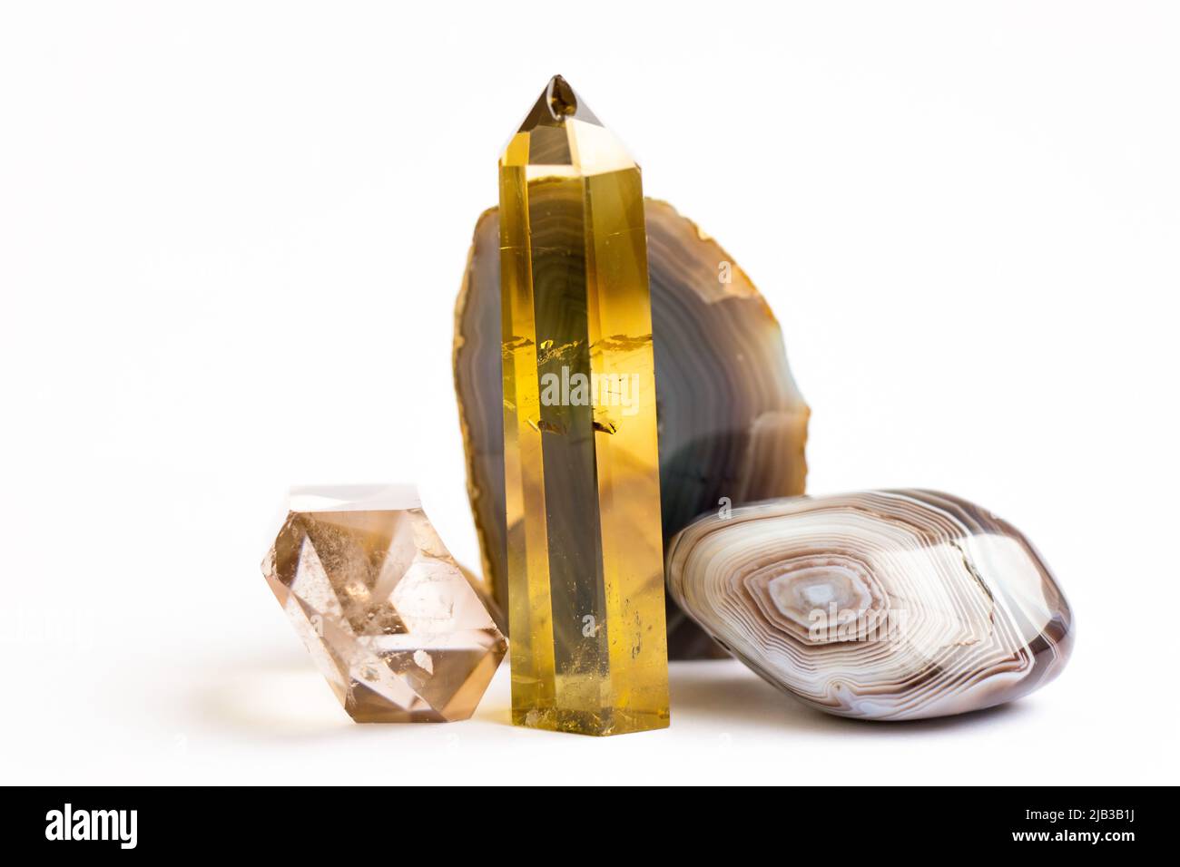 two natural quartz crystals on a white background Stock Photo - Alamy