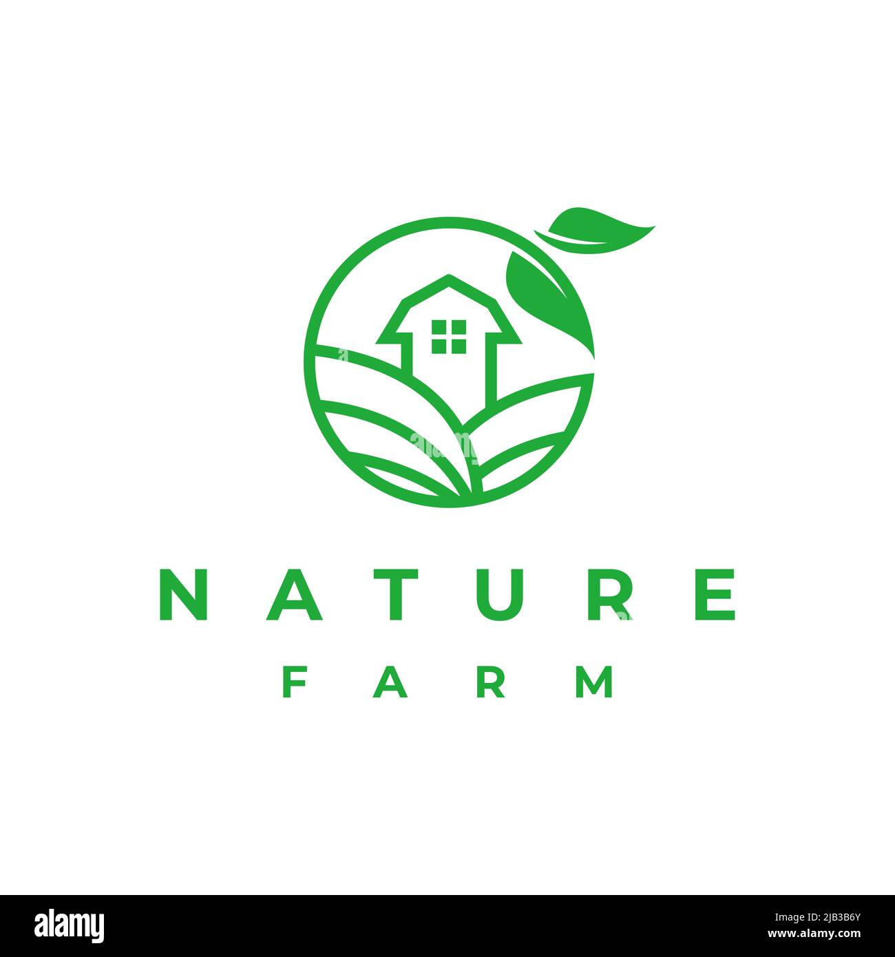 Line art Green Nature Farm Agriculture Logo Design Vector Illustration ...