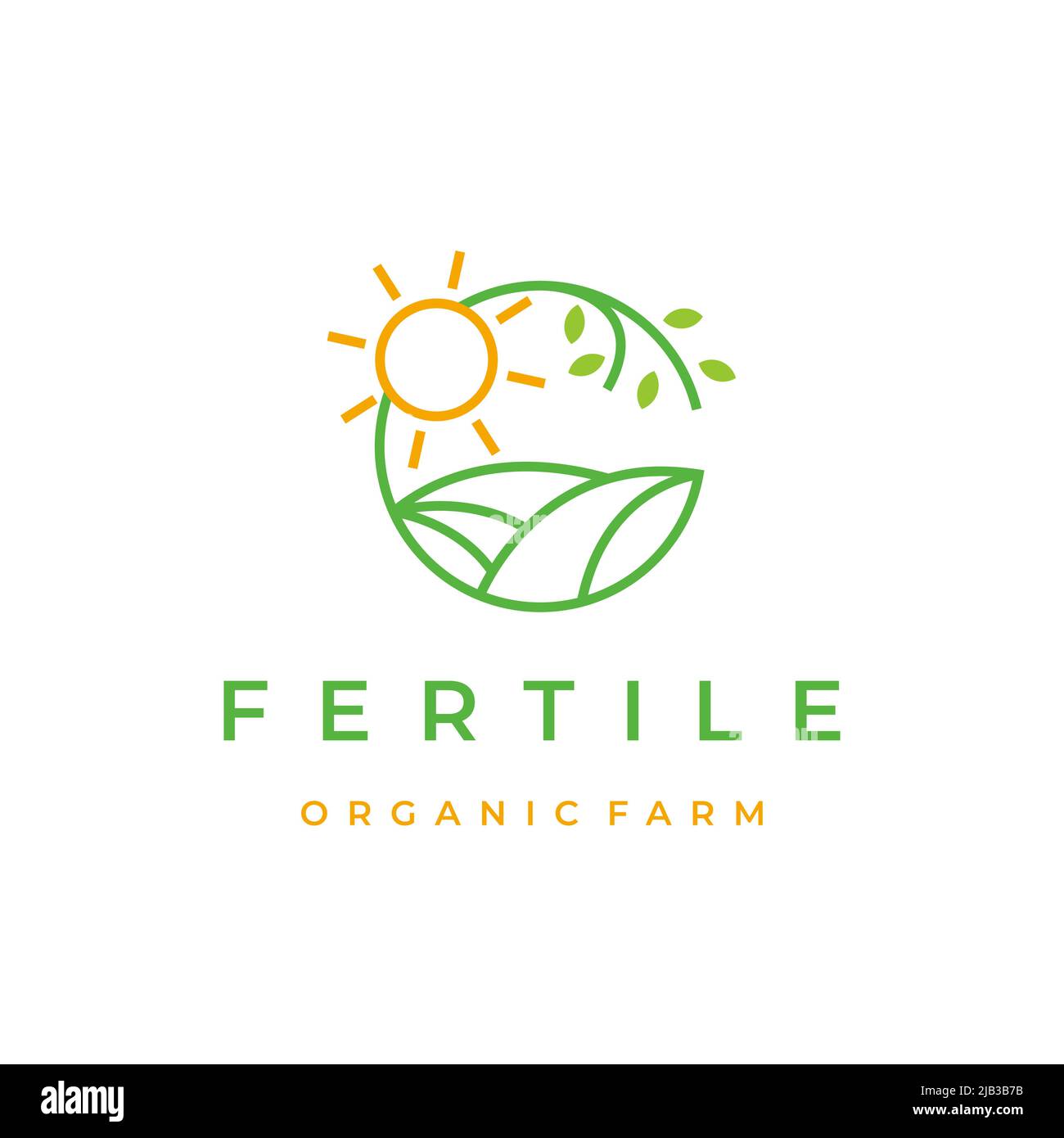 Line art Green Nature Farm Agriculture Logo Design Vector Illustration ...