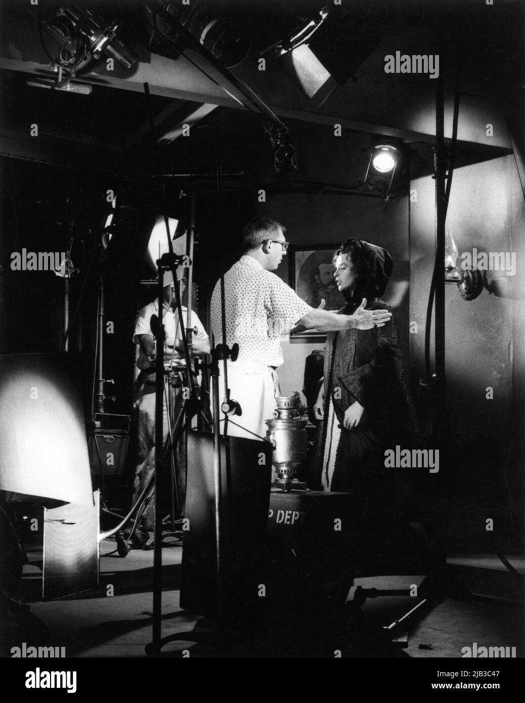 Director RICHARD BROOKS and MARIA SCHELL on set candid during filming ...