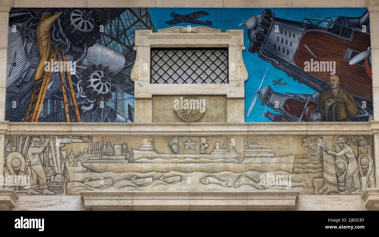west wall, The Detroit Industry Murals (1932–1933), frescoes by Diego ...