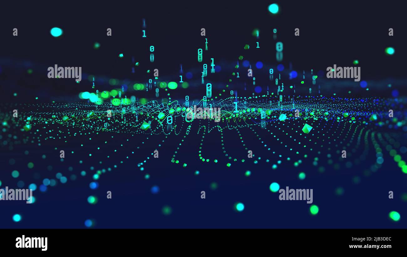 Big Data concept. Blockchain 3D illustration. Information Waves and the ... Big Data concept. Blockchain 3D illustration. Information Waves and the ...
