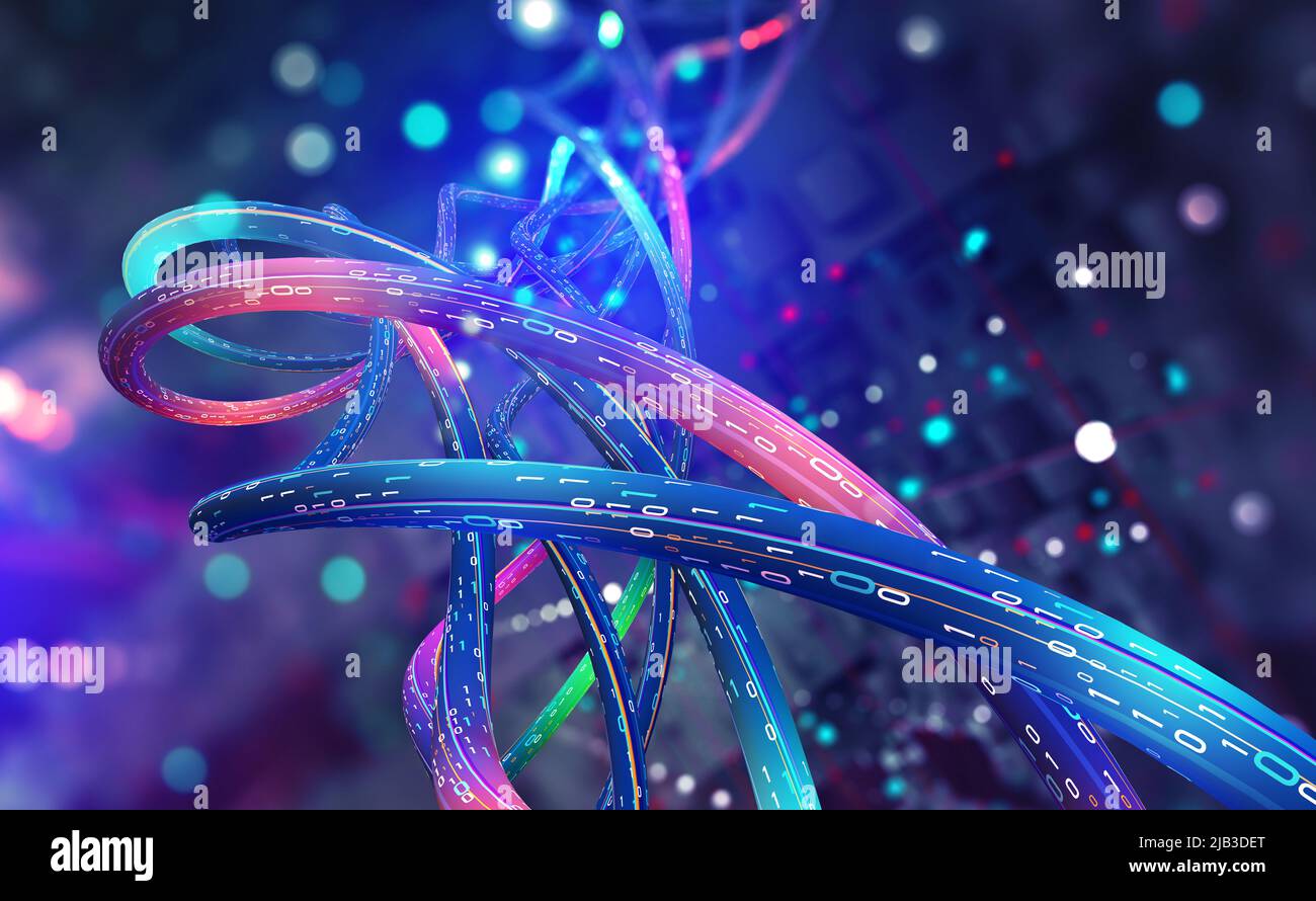 Digital cyber network technology 3D illustration. Global database ...