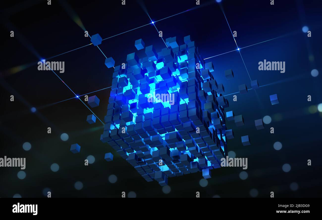 Digital world. Blocks of information collected in a nanostructure ...