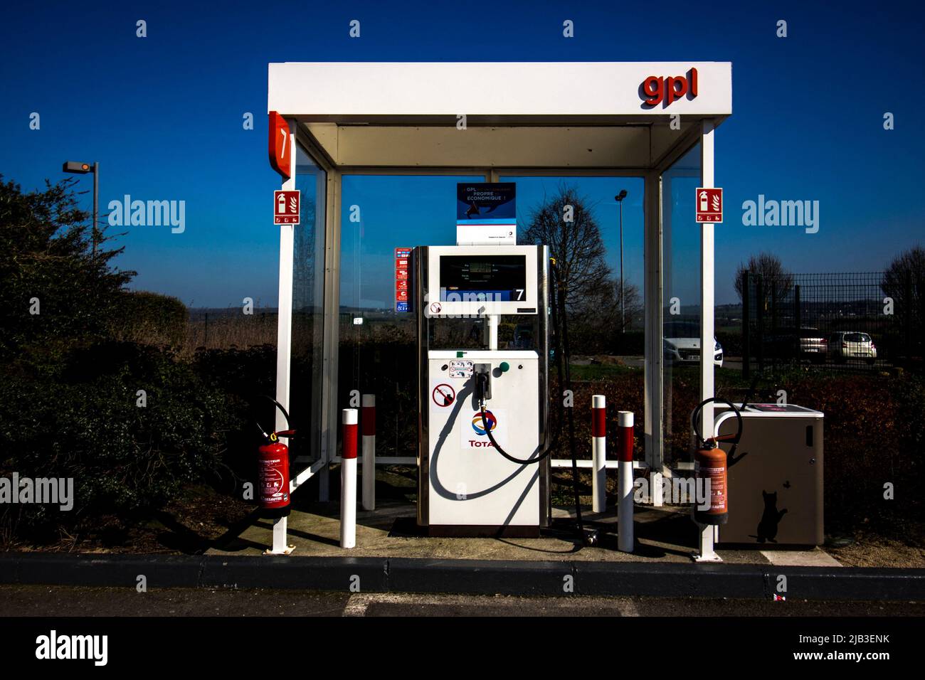 Fuel shed. Normandy highway area. France Stock Photo - Alamy