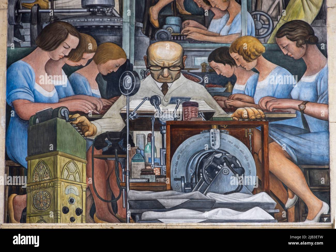 The Detroit Industry Murals (1932–1933), frescoes by the Mexican artist ...