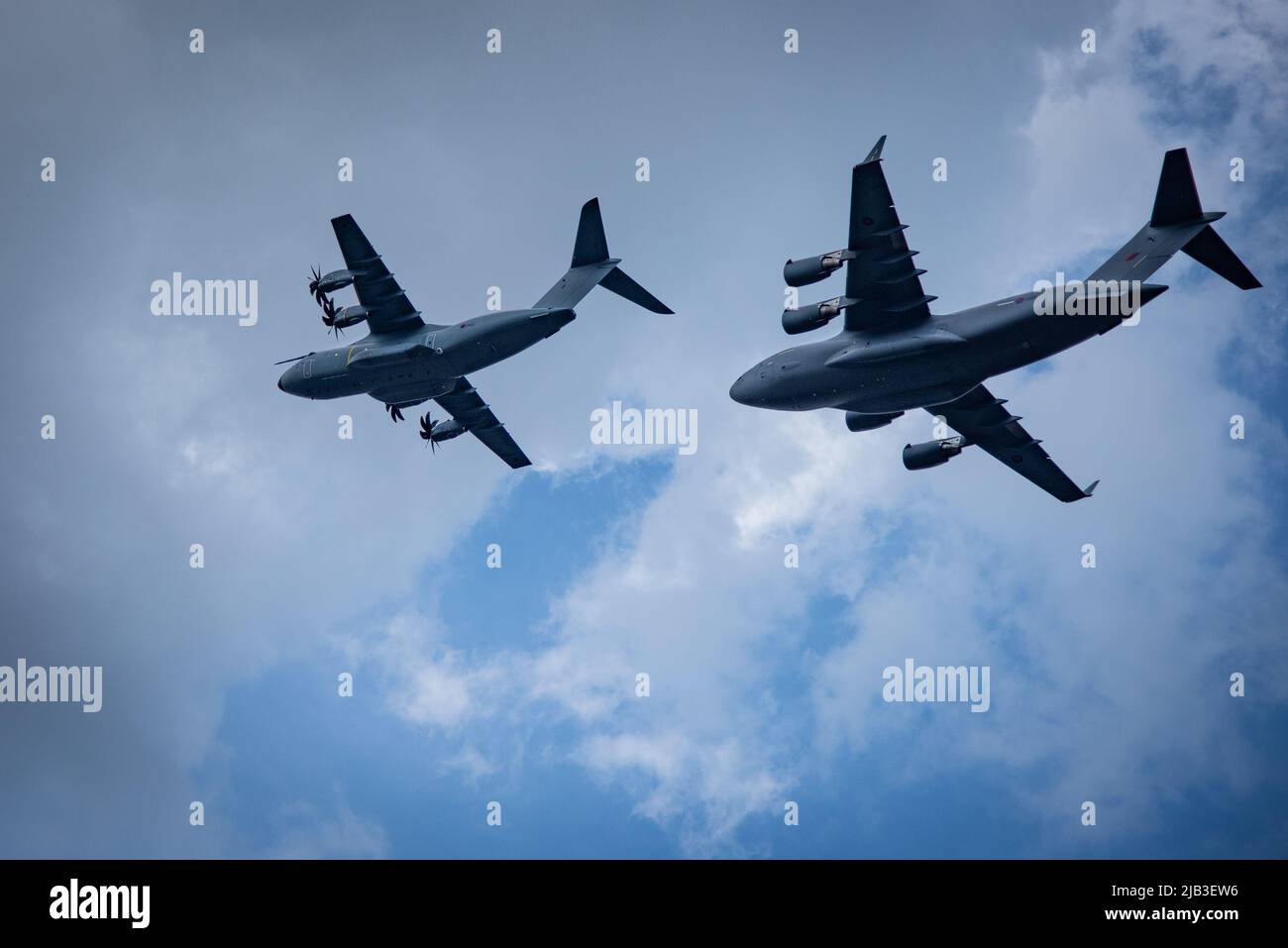London, UK. 02nd June, 2022. Royal Air Force aircraft perform a flypast ...
