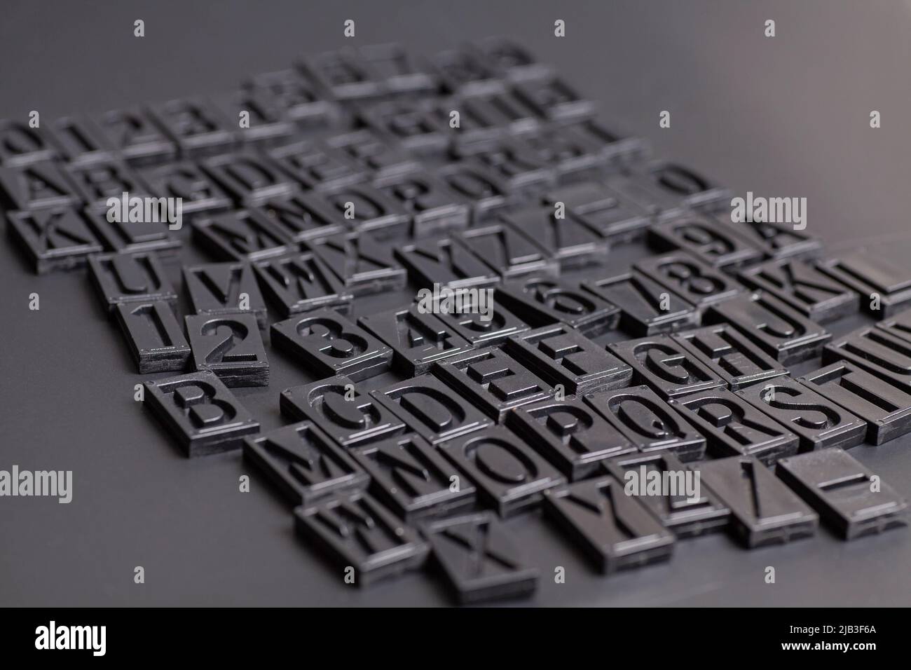 letterpress alphabet and numbers on black background Stock Photo - Alamy