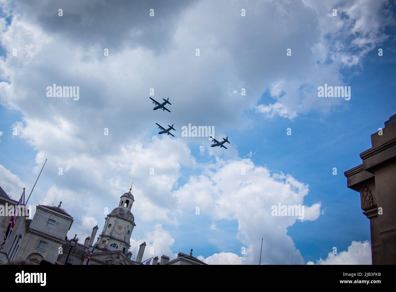 Royal Air Force aircraft perform a flypast during the Queen Elizabeth ...