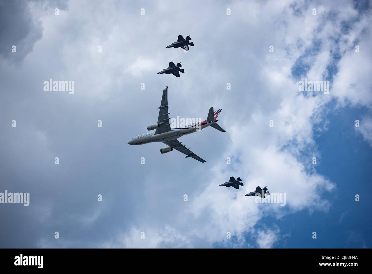 Royal Air Force aircraft perform a flypast during the Queen Elizabeth ...