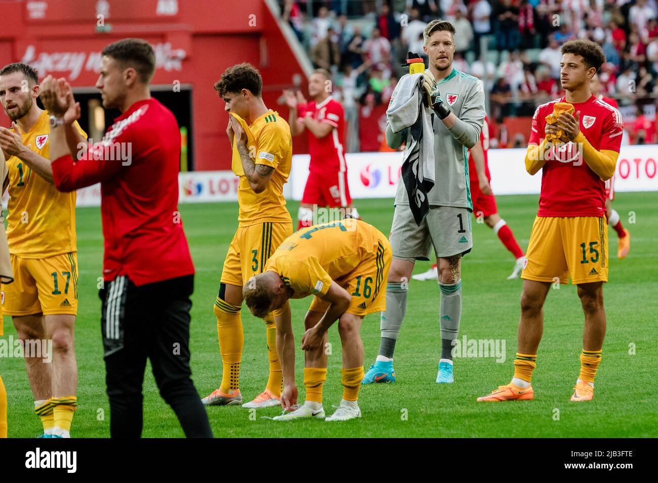 WROCŁAW, POLAND - 01 JUNE 2022: Wales' goalkeeper Wayne Hennessey and ...