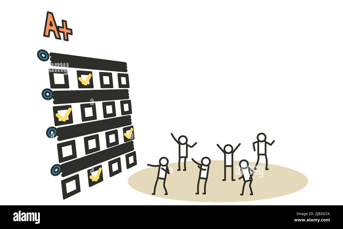 Passing exam with excellent marks for man and woman. Students study and ...