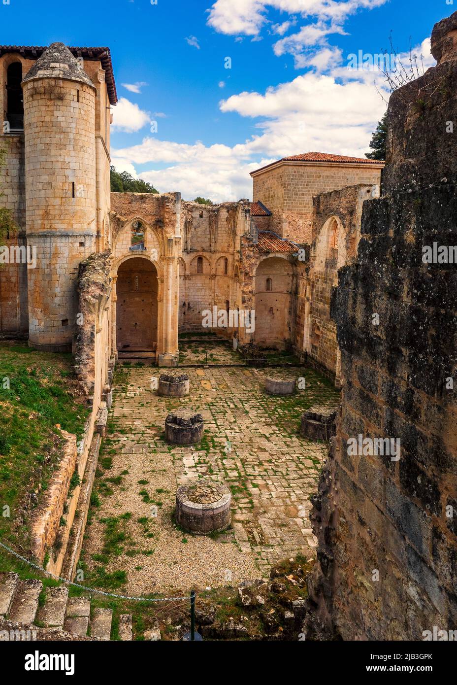 Romanesque ruins of the monastery of San Pedro de Arlanza in the ...