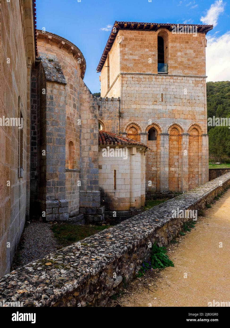 Romanesque ruins of the monastery of San Pedro de Arlanza in the ...