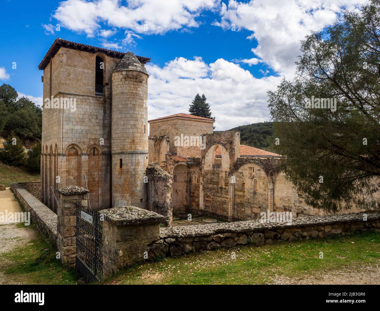 Romanesque ruins of the monastery of San Pedro de Arlanza in the ...