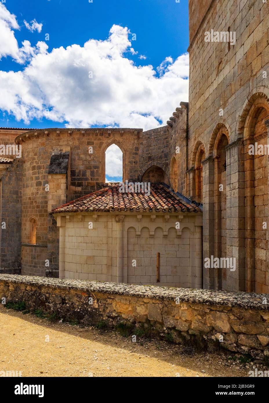 Romanesque ruins of the monastery of San Pedro de Arlanza in the ...