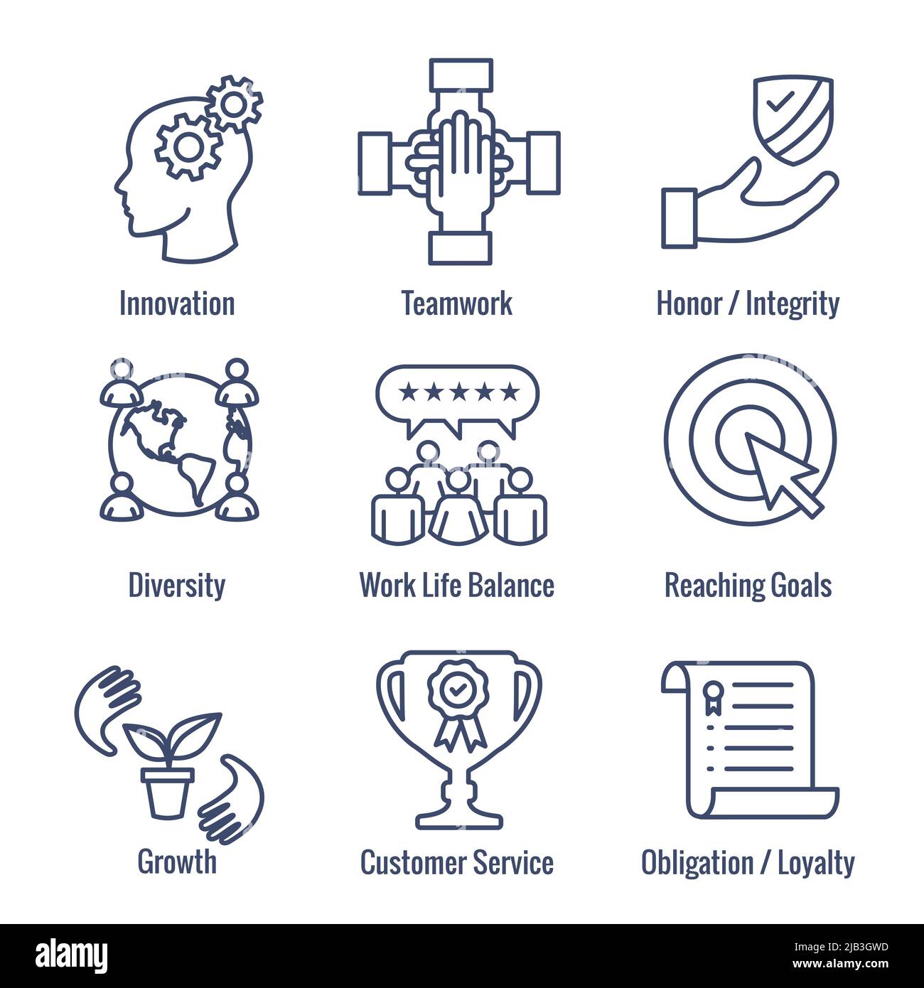 Core Values or Mission with Vision Icon Set Stock Vector Image & Art ...