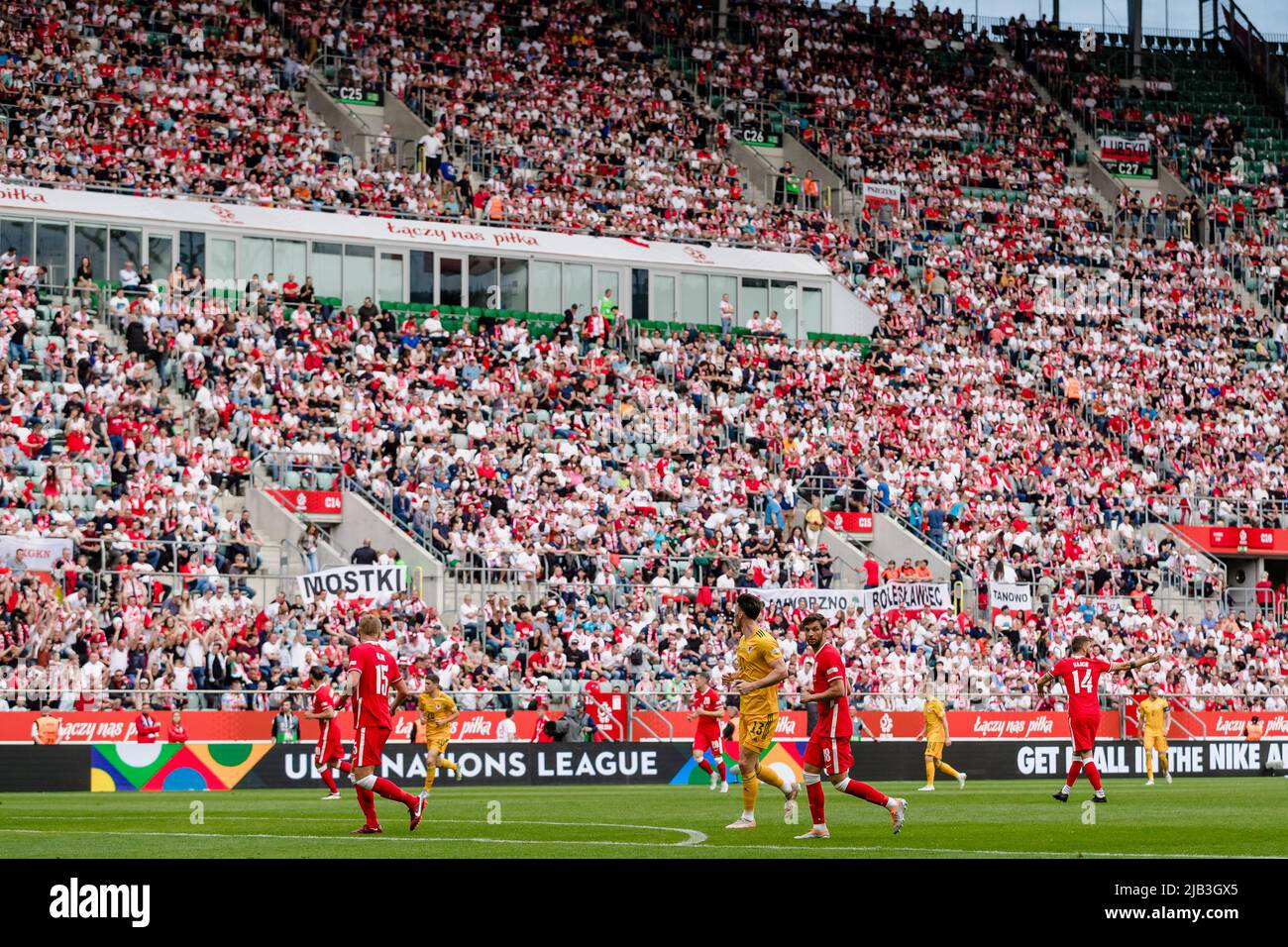 WROCŁAW, POLAND - 01 JUNE 2022: Wales' Kieffer Moore during the League ...