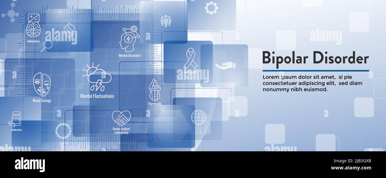 Bipolar Disorder or Depression BP Icon Set and Web Header Banner Stock ...
