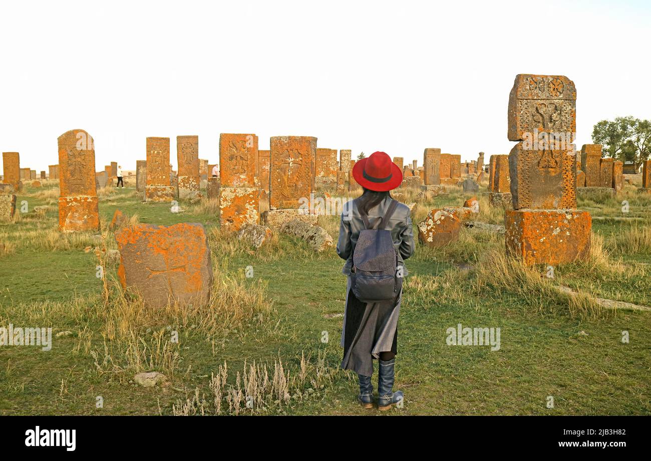 Female traveler in Noratus medieval cemetery, the world’s biggest ...