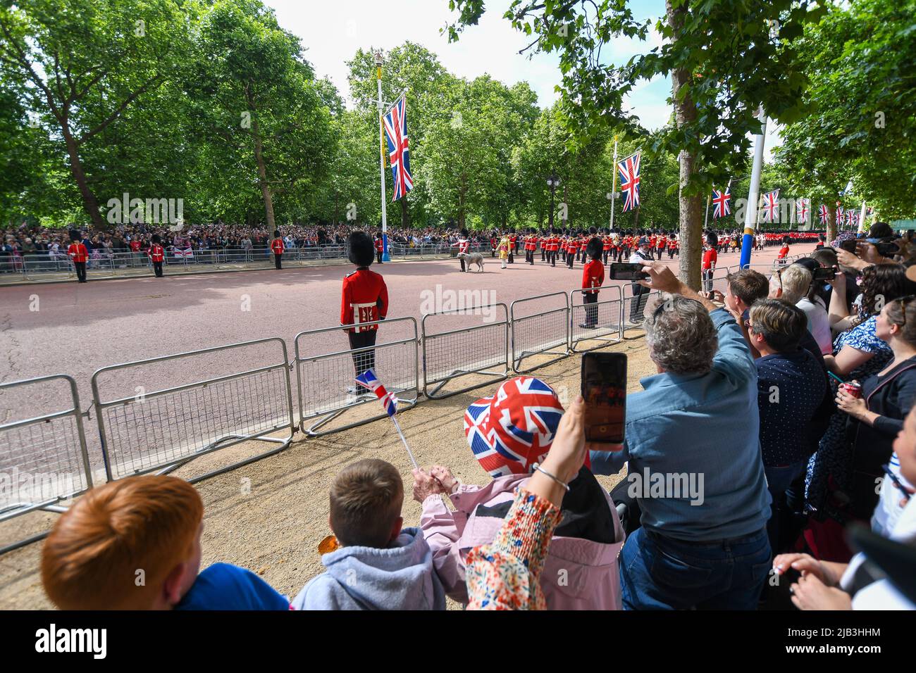 London, UK, 2nd Jun 2022, Trooping the Colour along the Mall. The ...