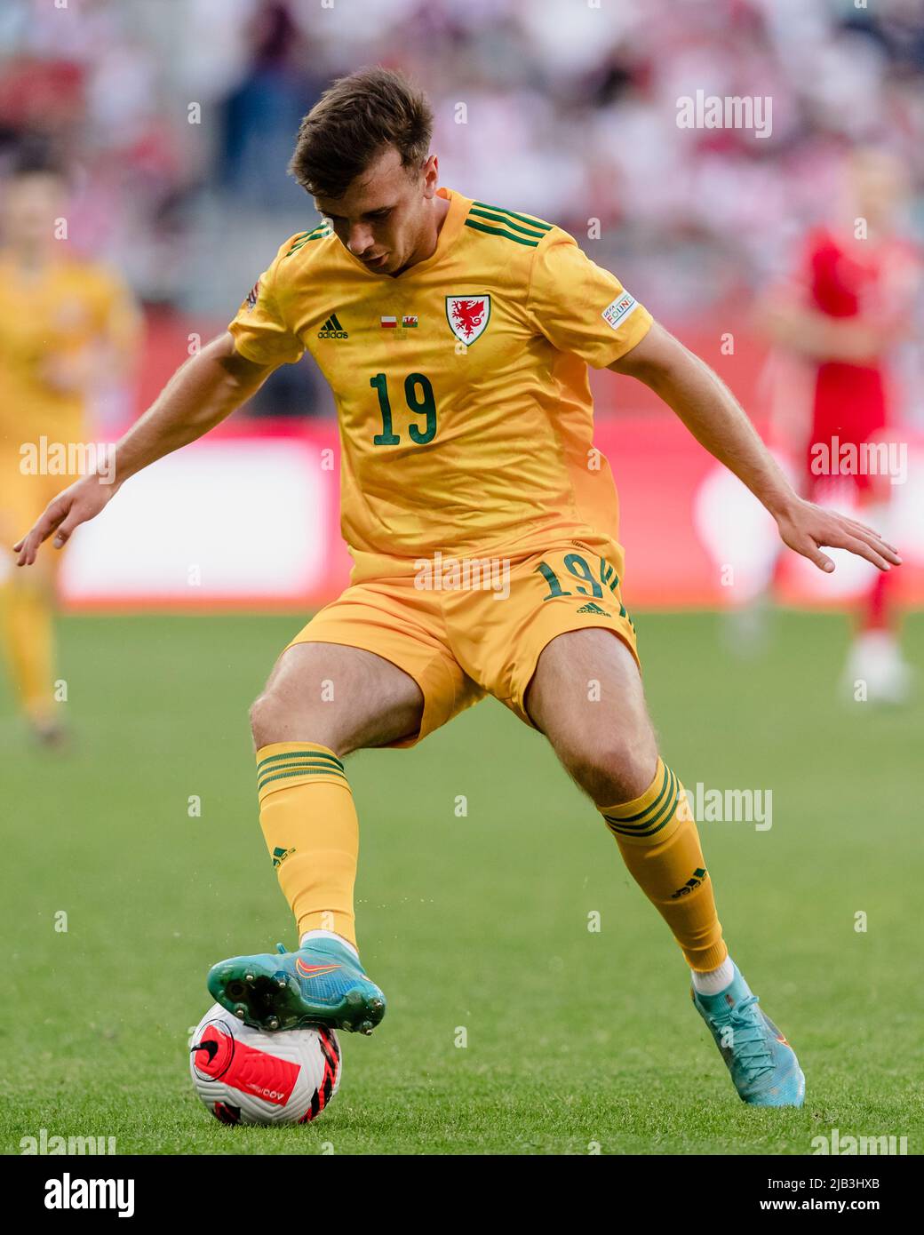 WROCŁAW, POLAND - 01 JUNE 2022: Wales' Mark Harris during the League A ...