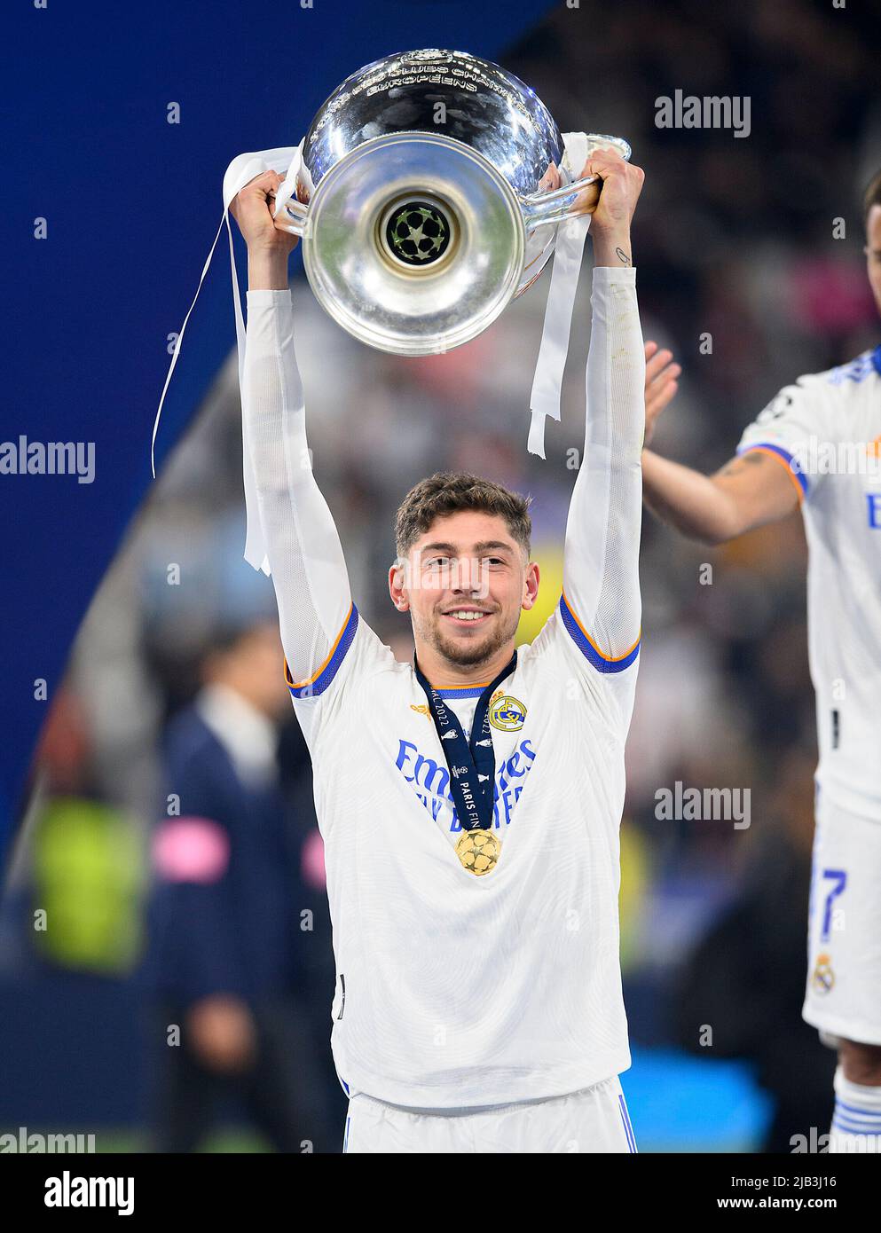 Award ceremony, Fede VALVERDE (Real) with cup, football Champions ...