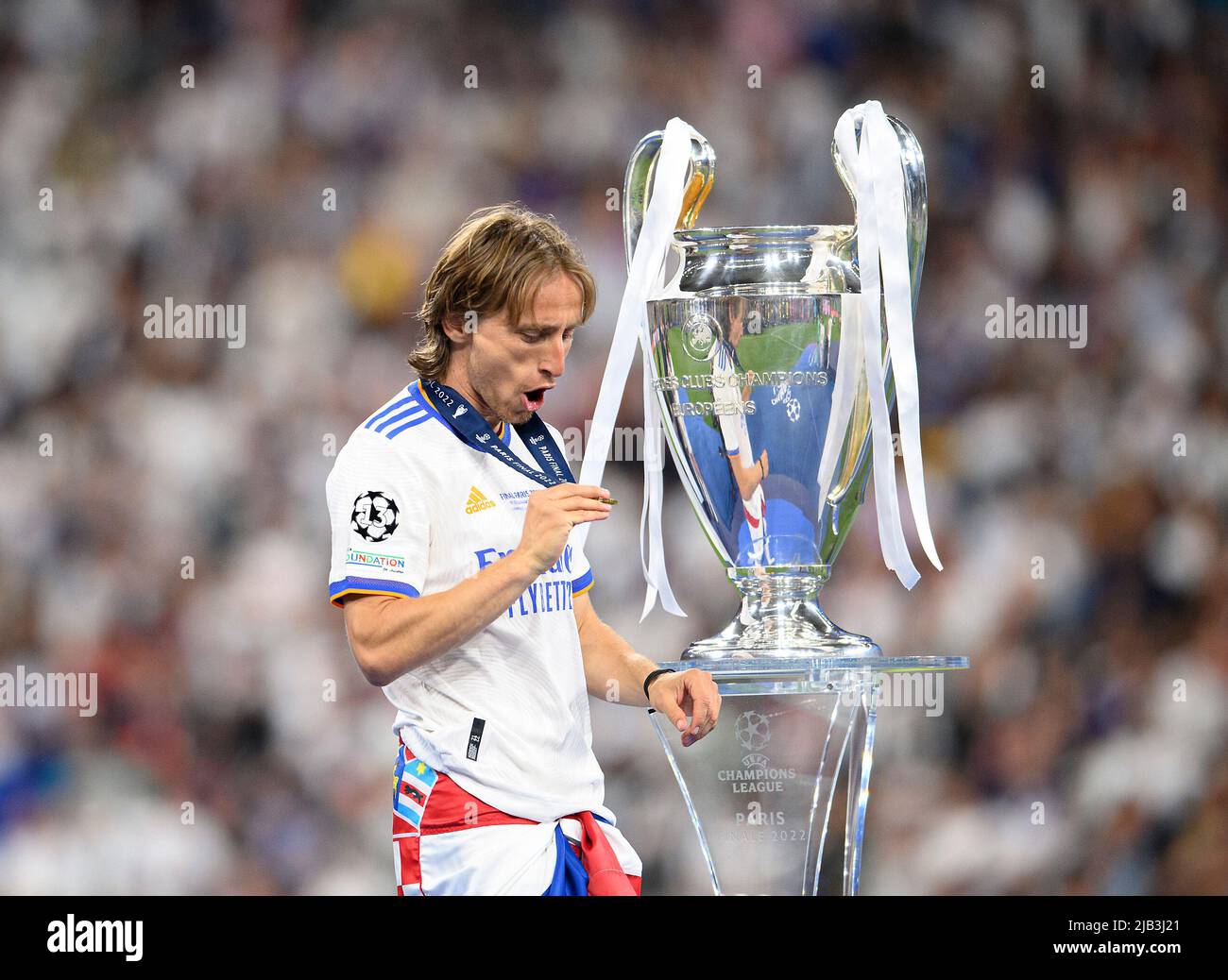 Award ceremony, Luka MODRIC (Real) with Cup Soccer Champions League ...