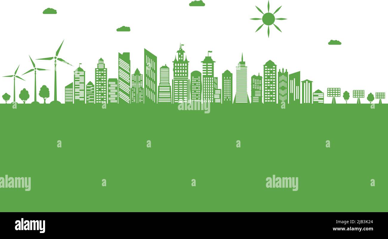 Ecological city and environment conservation. Renewable energy sources ...