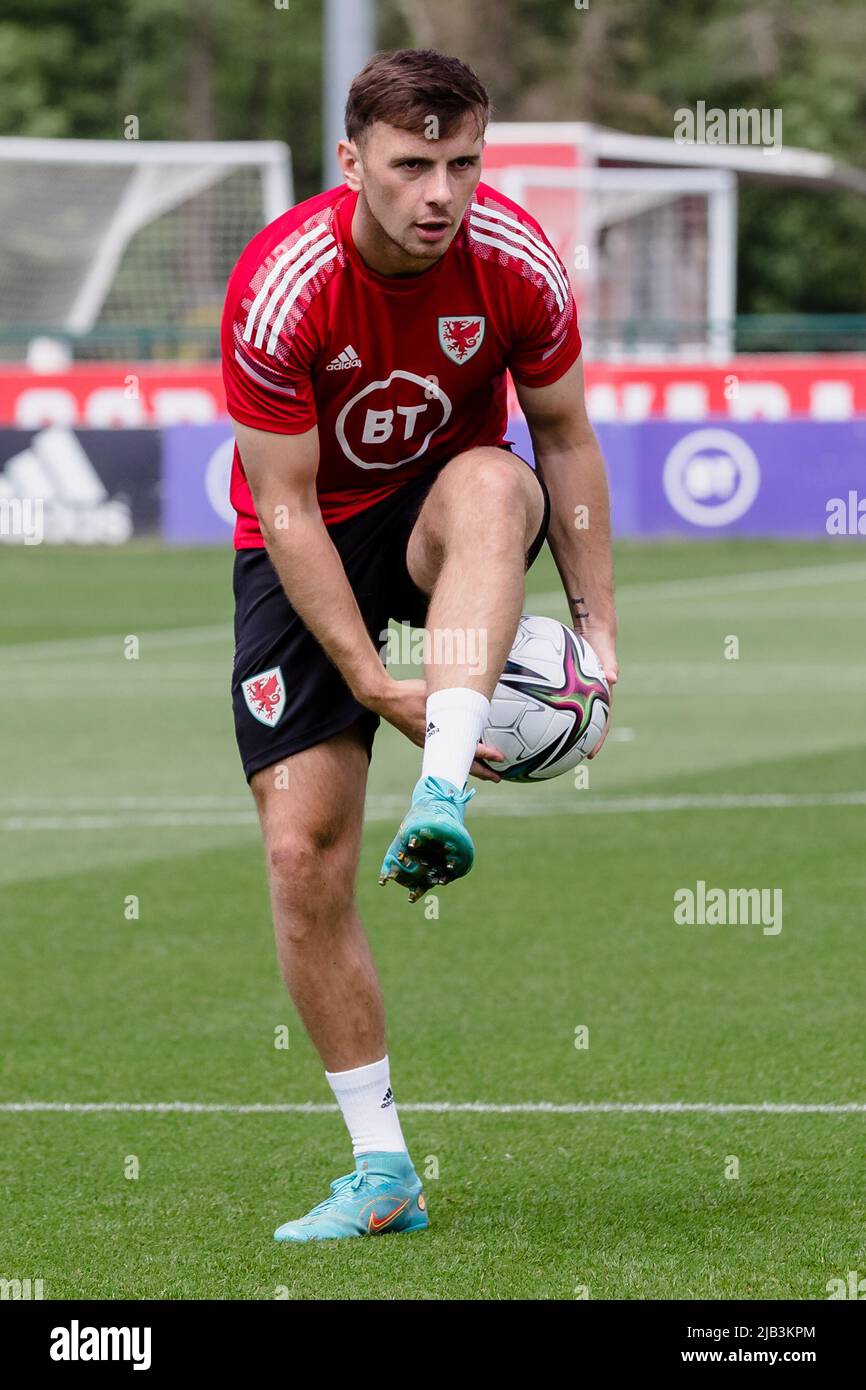 PONTYCLUN, WALES - 02 JUNE 2022:Wales' Mark Harris during a training ...