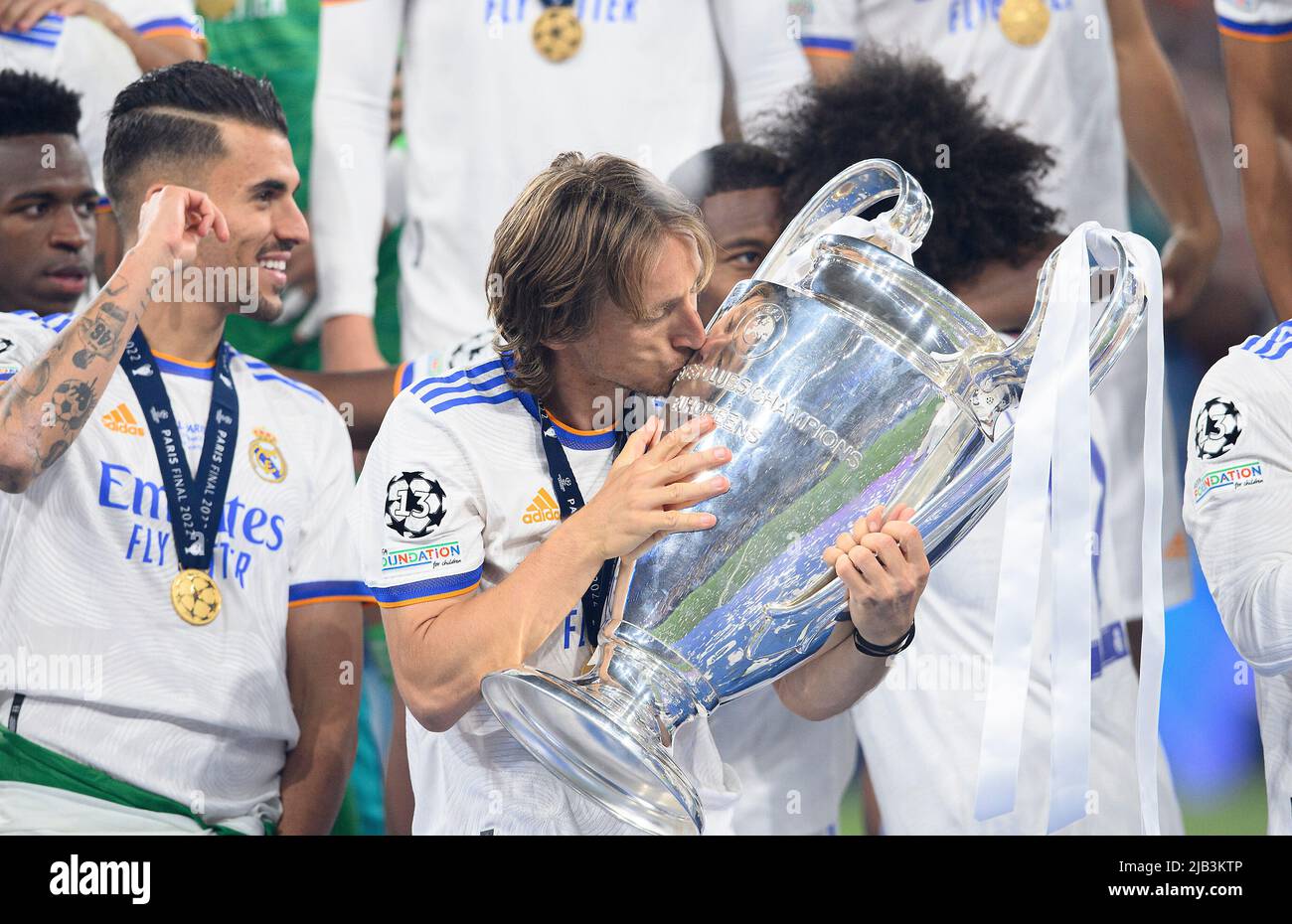 Award ceremony, Luka MODRIC (Real) with cup, football Champions League ...