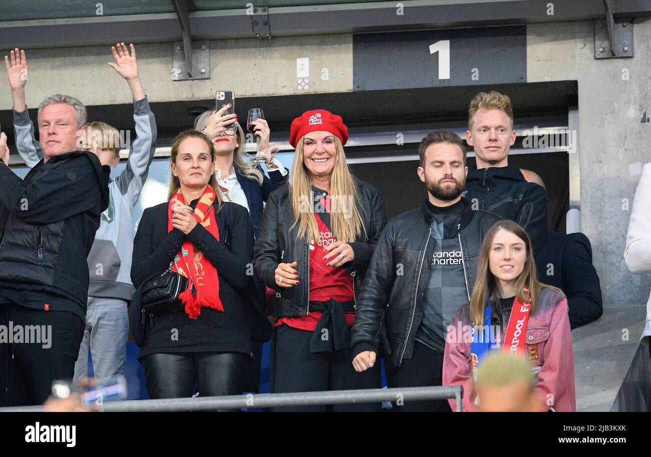 Ulla KLOPP (wife of coach Juergen Klopp) on the Tribuene (with cap ...