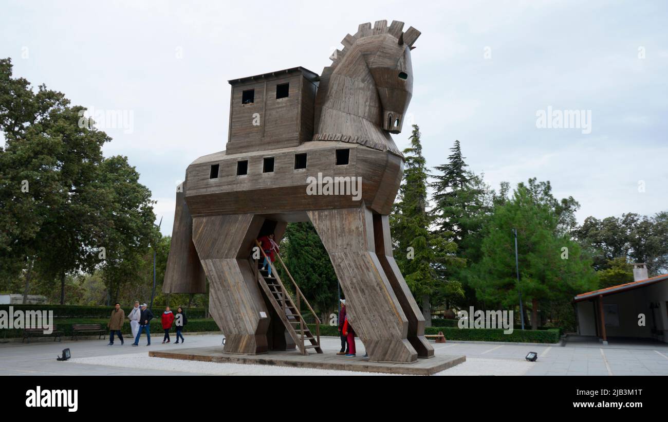 Trojan horse of Troya Ancient City, Canakkale, Turkey Stock Photo - Alamy