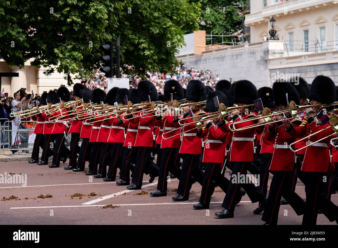 Solders take part in the parade down the mall before and after Trooping ...
