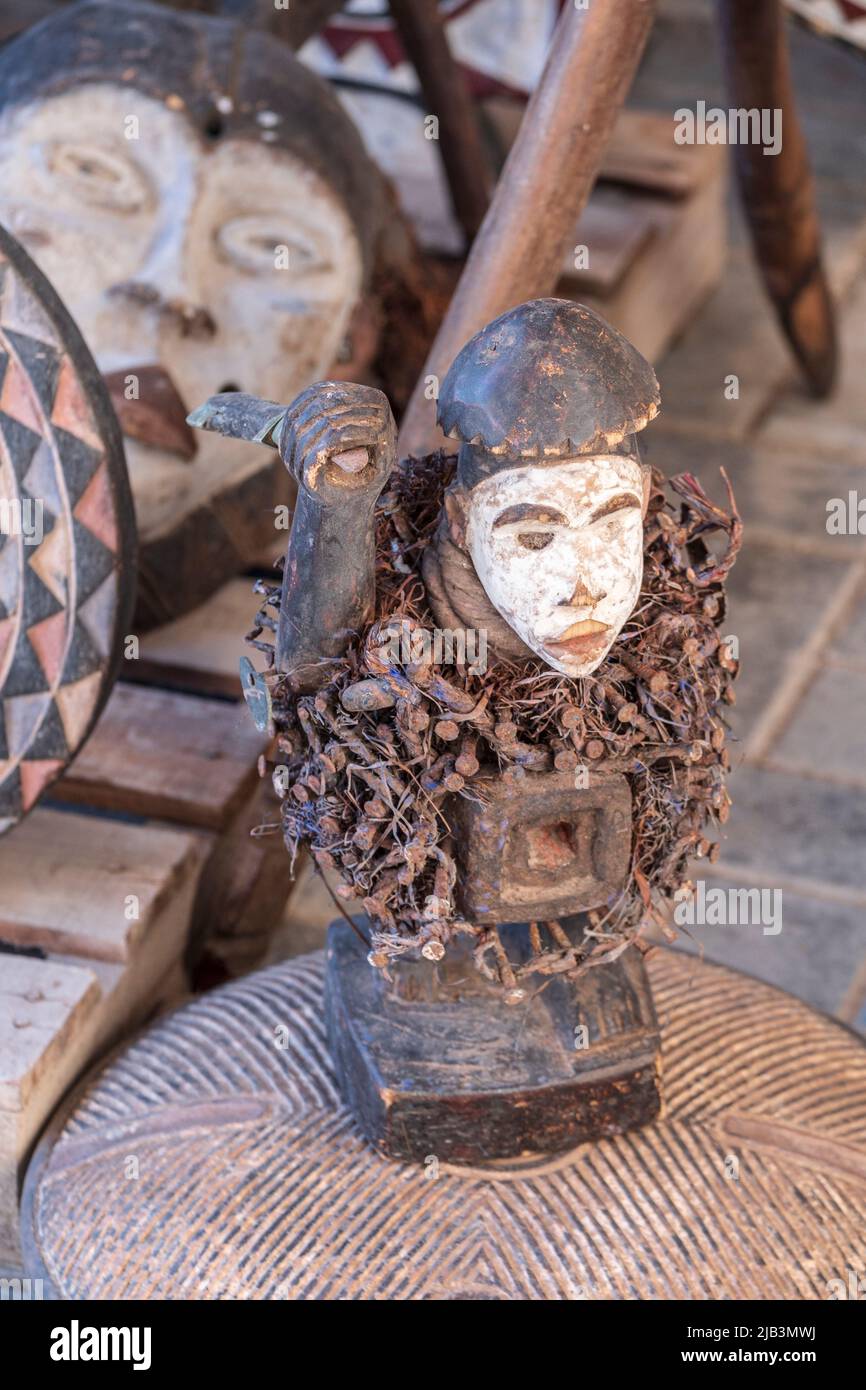 sub-saharan masks in the souk, Essaouira, morocco, africa Stock Photo ...